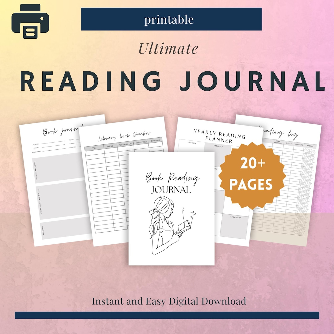 Printable Book Reading Journal PDF Reading Planner Bundle Book Tracker ...