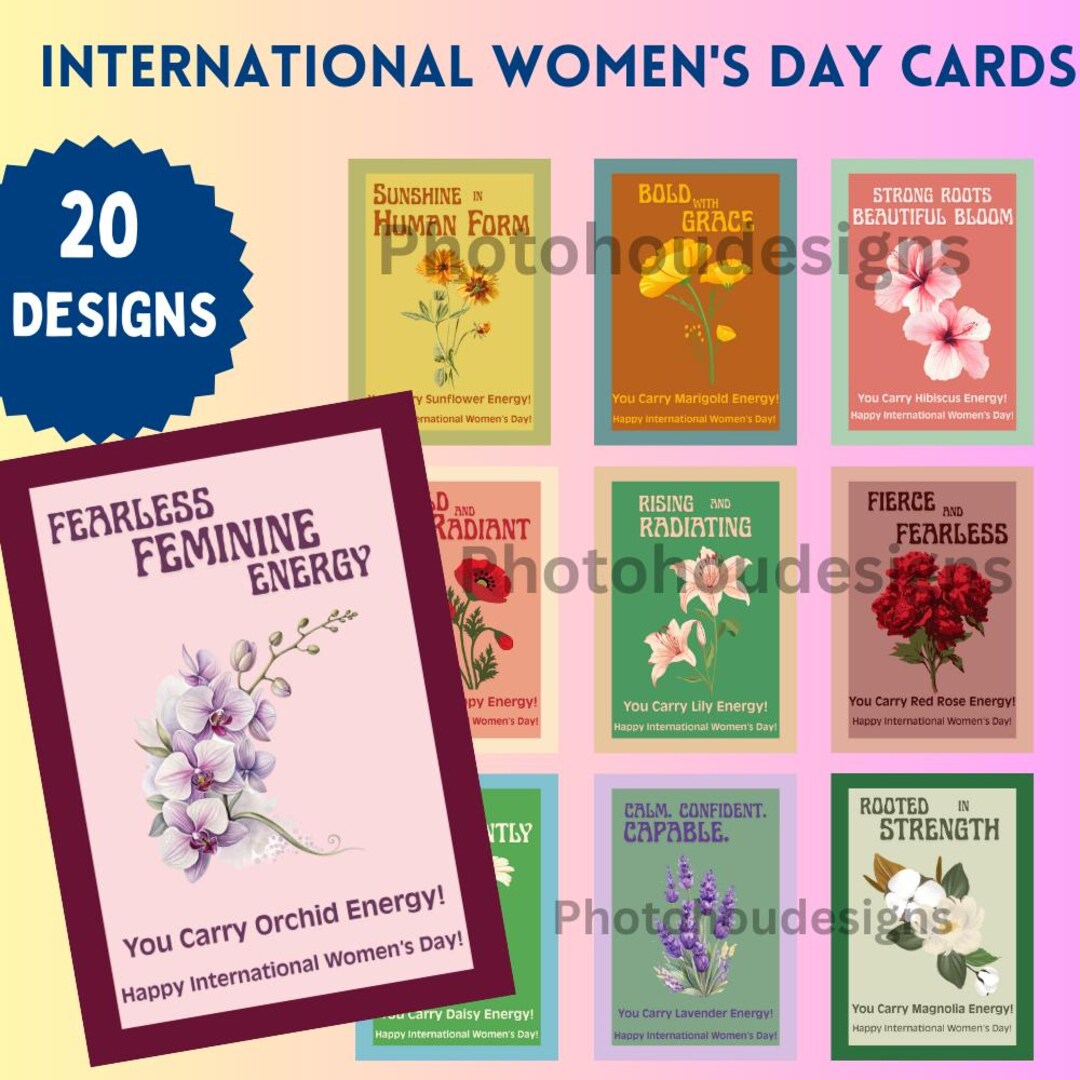 International Women’s Day Printable Cards, Floral Appreciation Cards ...