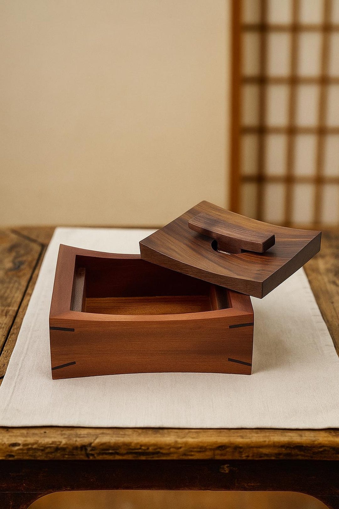Handmade Japanese Walnut Wooden Urn for Small Pet Ashes | Minimalist ...