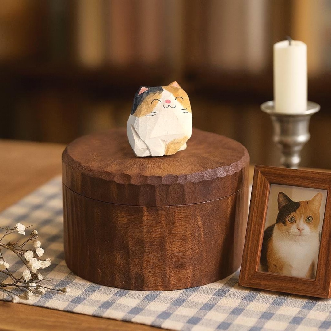 Hand-carved Wooden Cat Memorial Urn: Custom Figurine Keepsake Box - Etsy