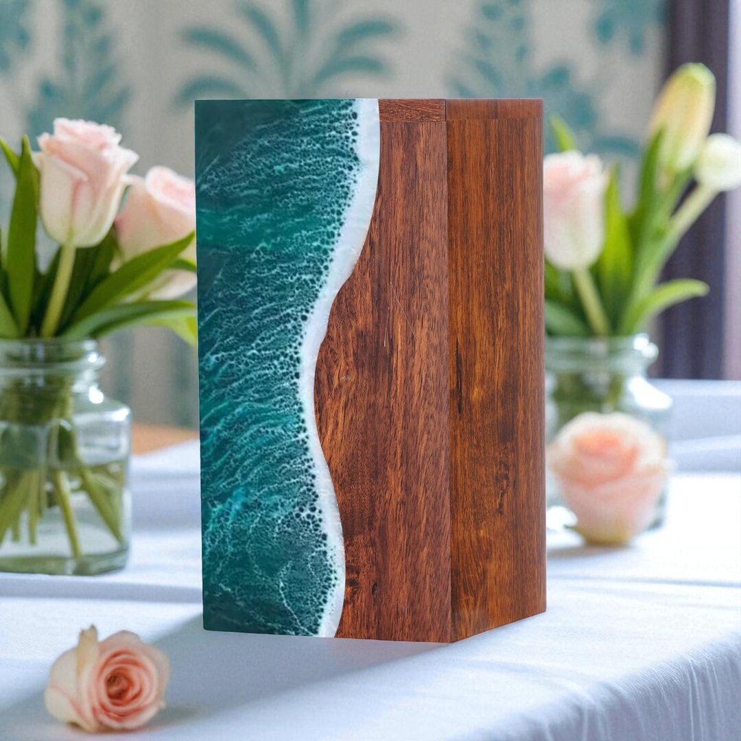 Beach Wave Cremation Urn: Ocean Resin Memorial Box for Ashes - Etsy