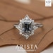 2 Carat Grey Radiant Cut Moissanite Engagement Ring, Vintage Gold ...