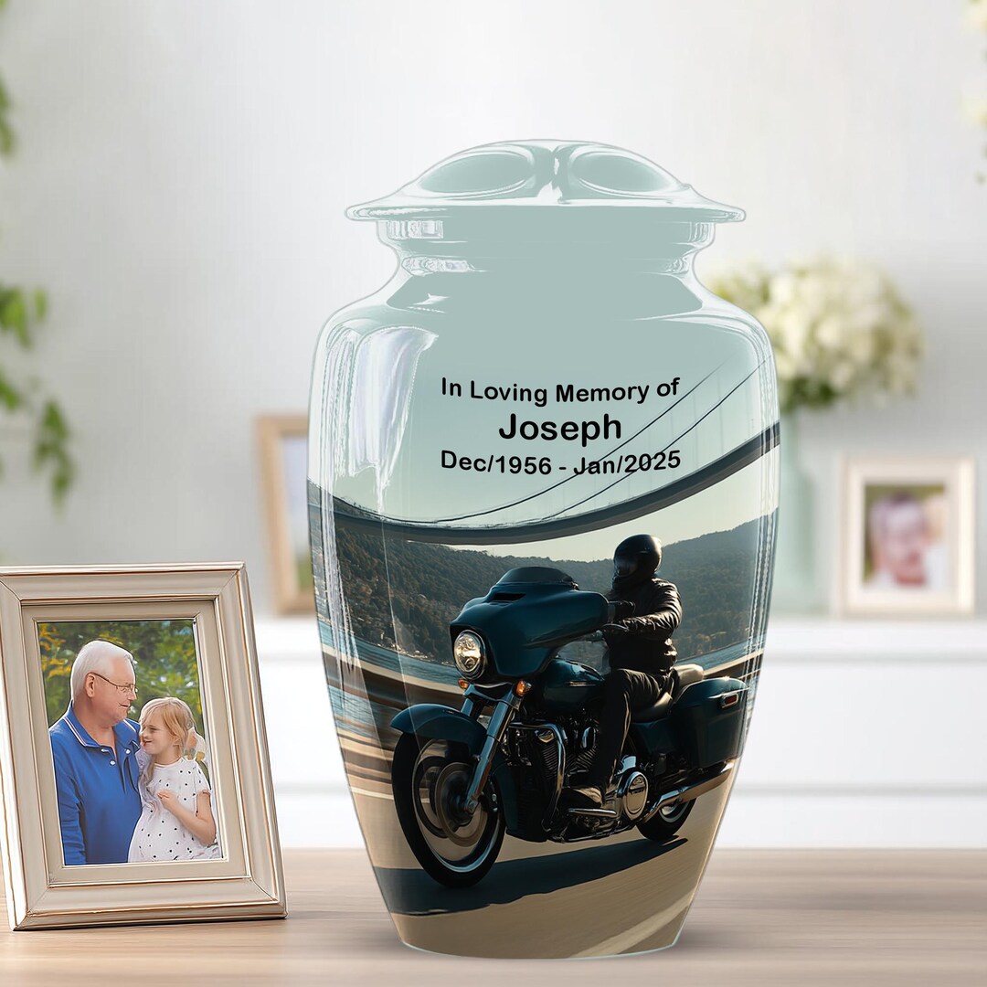 Personalized Motorcycle Cremation Urn for Dad - Customized Urns for ...