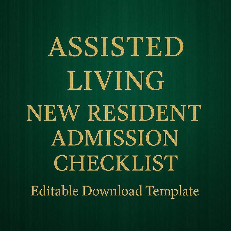 Assisted Living New Resident Admission Checklist | Senior Living Intake Form | Editable ...