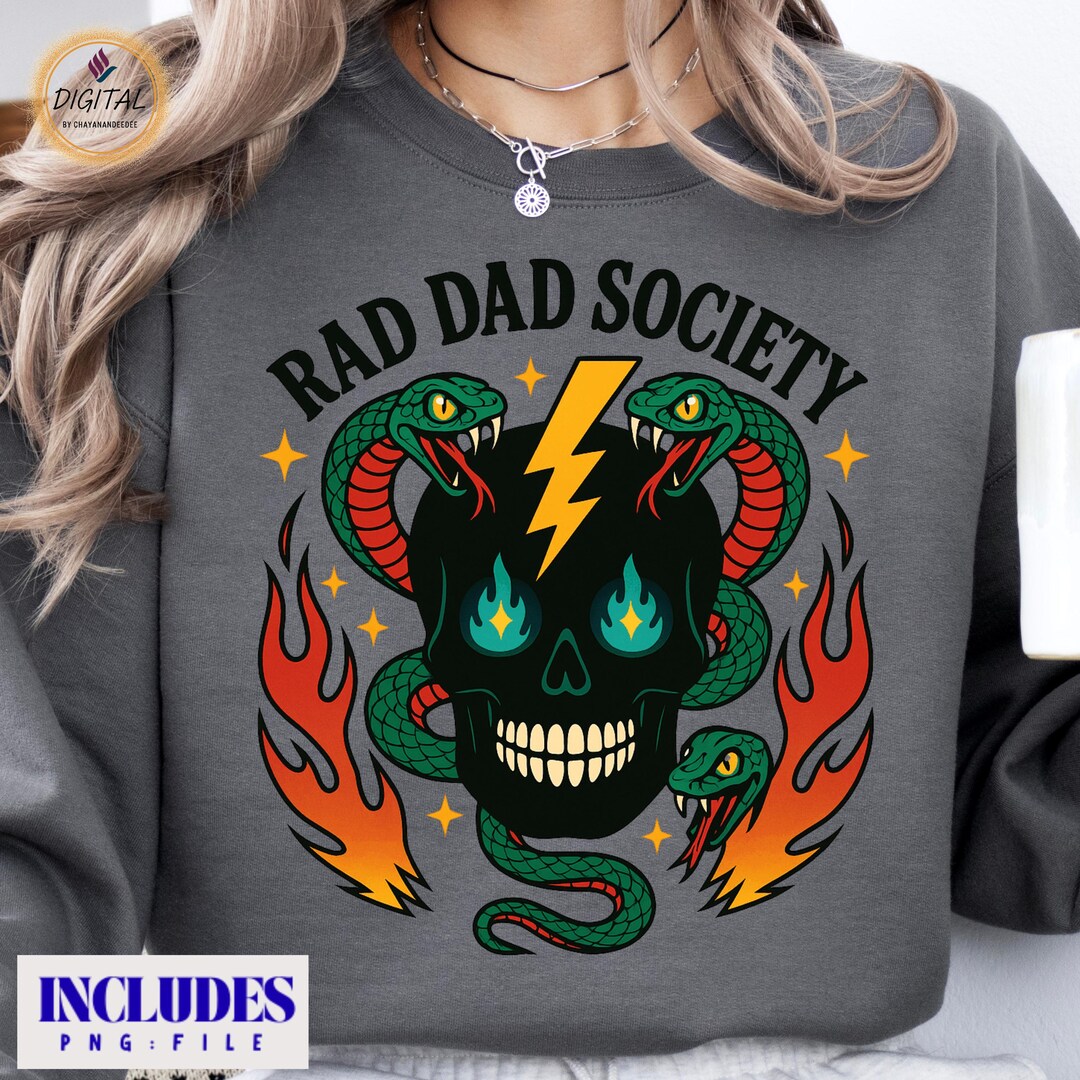 Rad Dad Skull & Snakes PNG: Retro Tattoo Art, Father's Day - Etsy