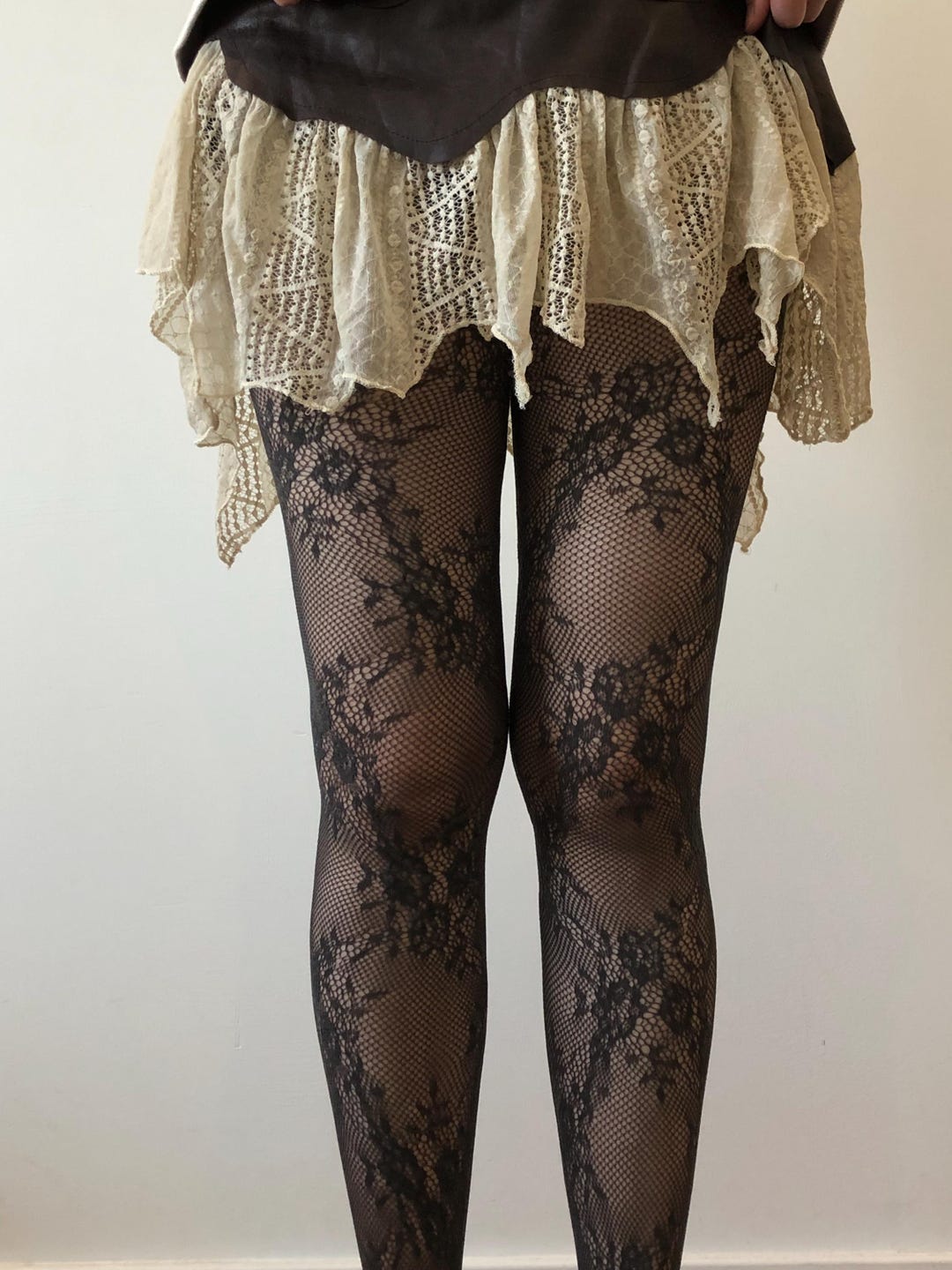 Black Lace Fishnet Tights – Gothic Floral Sheer Stockings | Dark ...