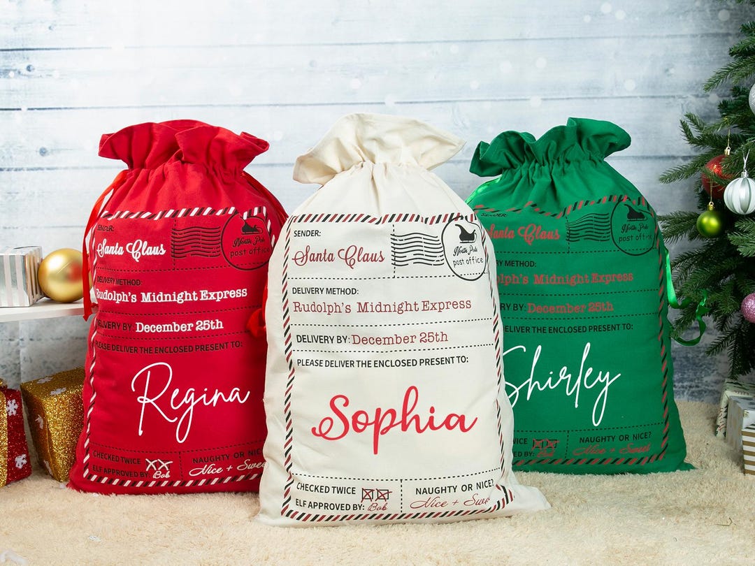 Personalized Christmas Santa Sack,custom Name Santa Sack,christmas Gift ...