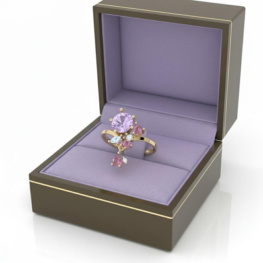 18KT Gold Aurora Lilac Ring - Etsy