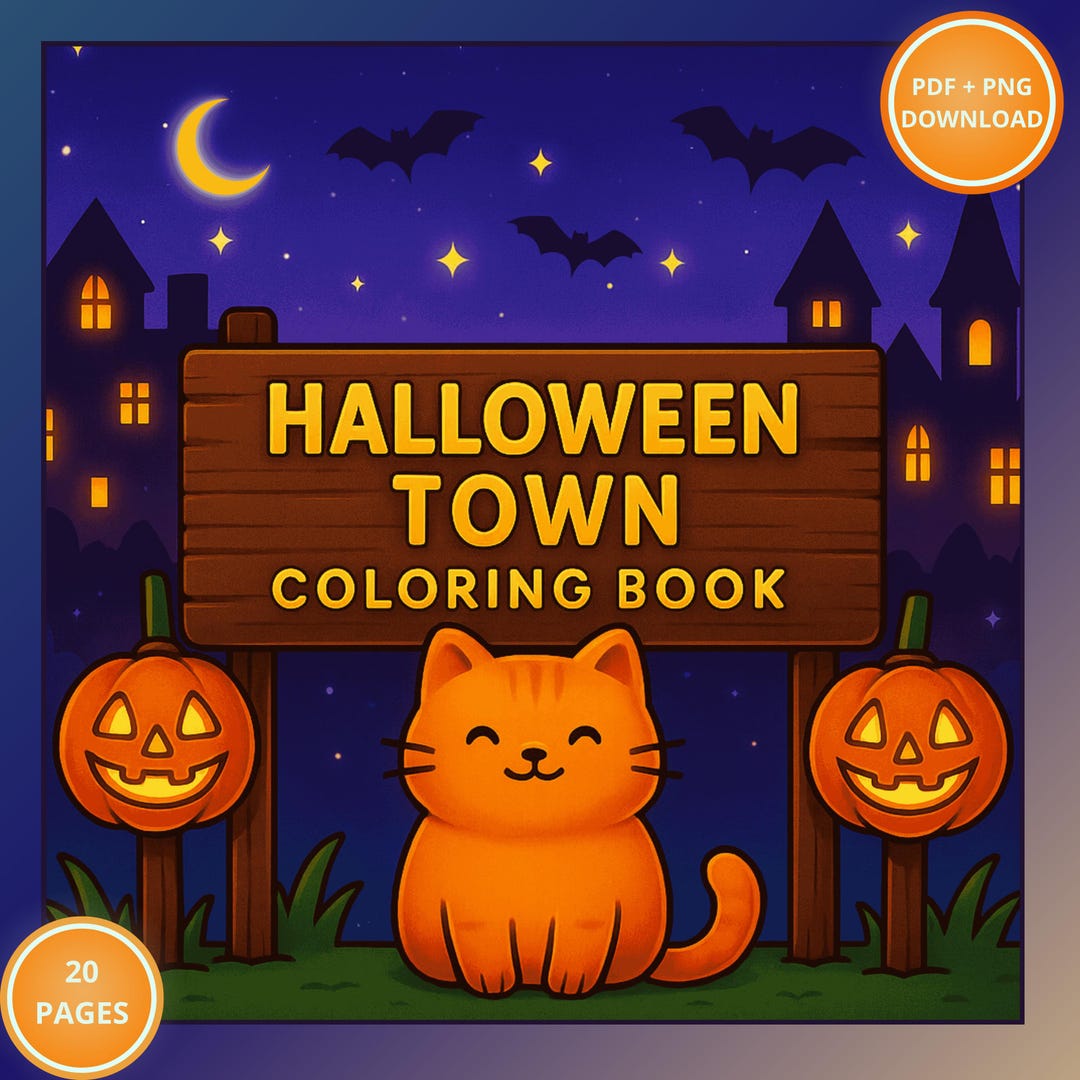 Cozy Halloween Town Coloring Book – Spooky Cute Coloring Pages | 20 ...