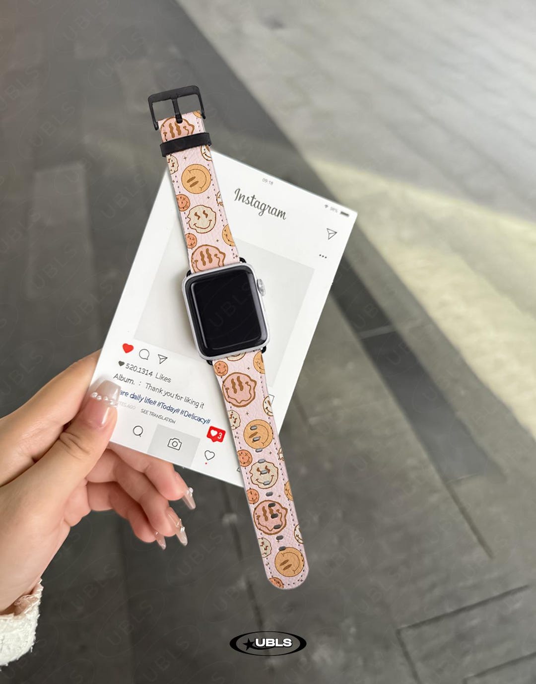 Preppy Smile Faces Aesthetic Leather Iwatch Band for Apple Watch Preppy ...