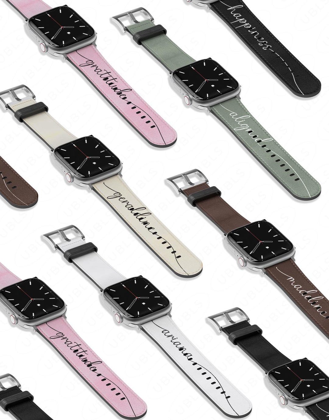 Custom Cursive Name Leather Apple Watch Band Minimalist Personalized ...