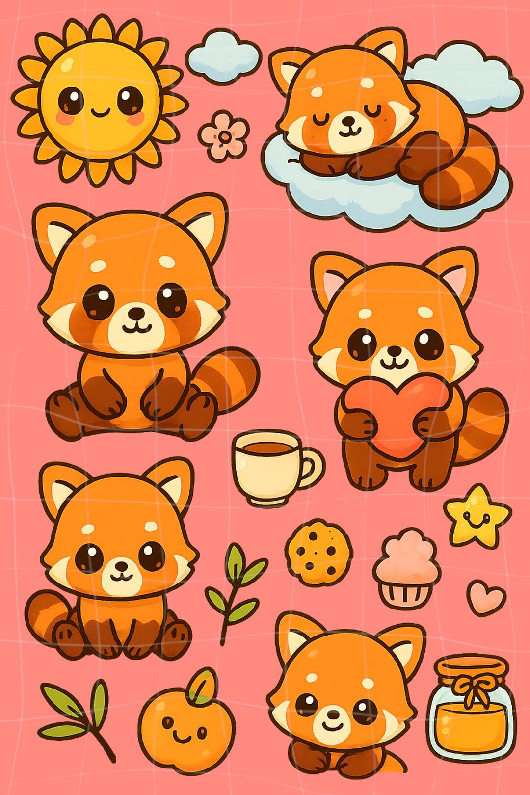 Kawaii Cute Red Panda Dreamland PNG Bundle - Etsy