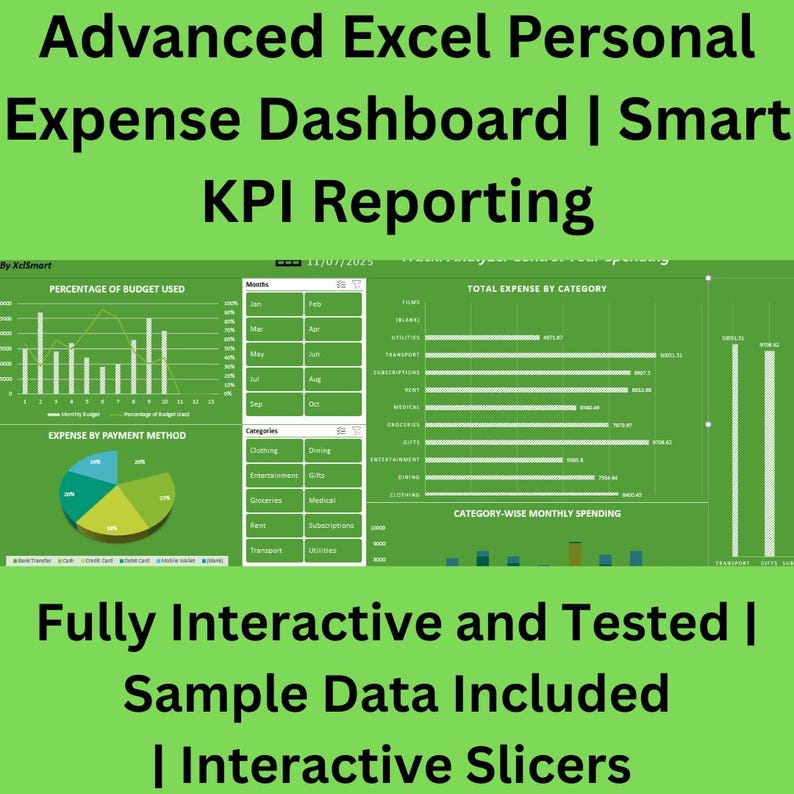 Personal Expense Tracker Excel Dashboard | Monthly Budget Planner ...