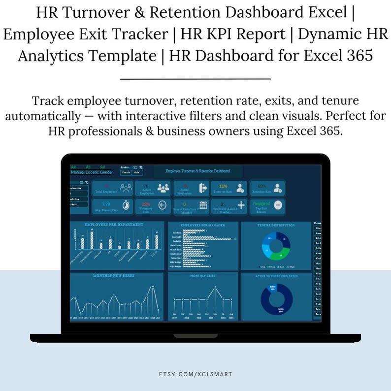 HR Turnover & Retention Dashboard | Employee Exit Tracker (excel 365 ...