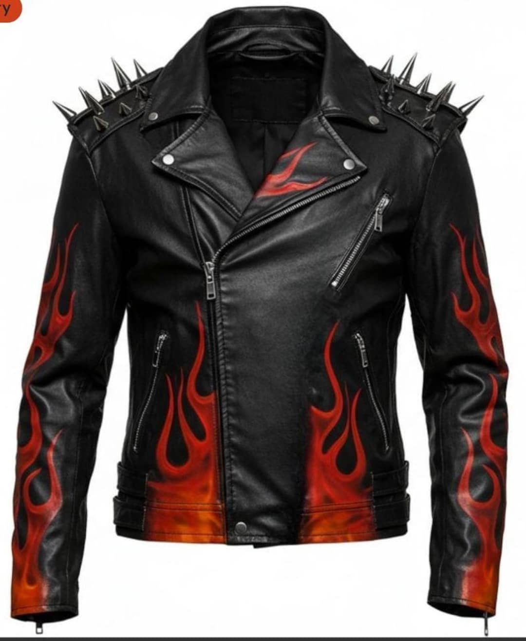 Men's Handmade Flame Spiked Leather Jacket – Gothic Biker Punk Style - Etsy
