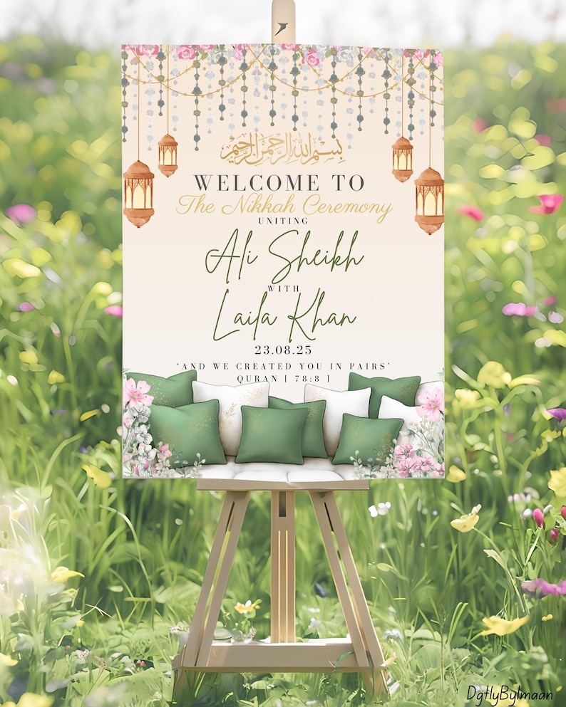 Islamic Nikkah Welcome Sign Canva Template | Nikkah Decor Digital ...
