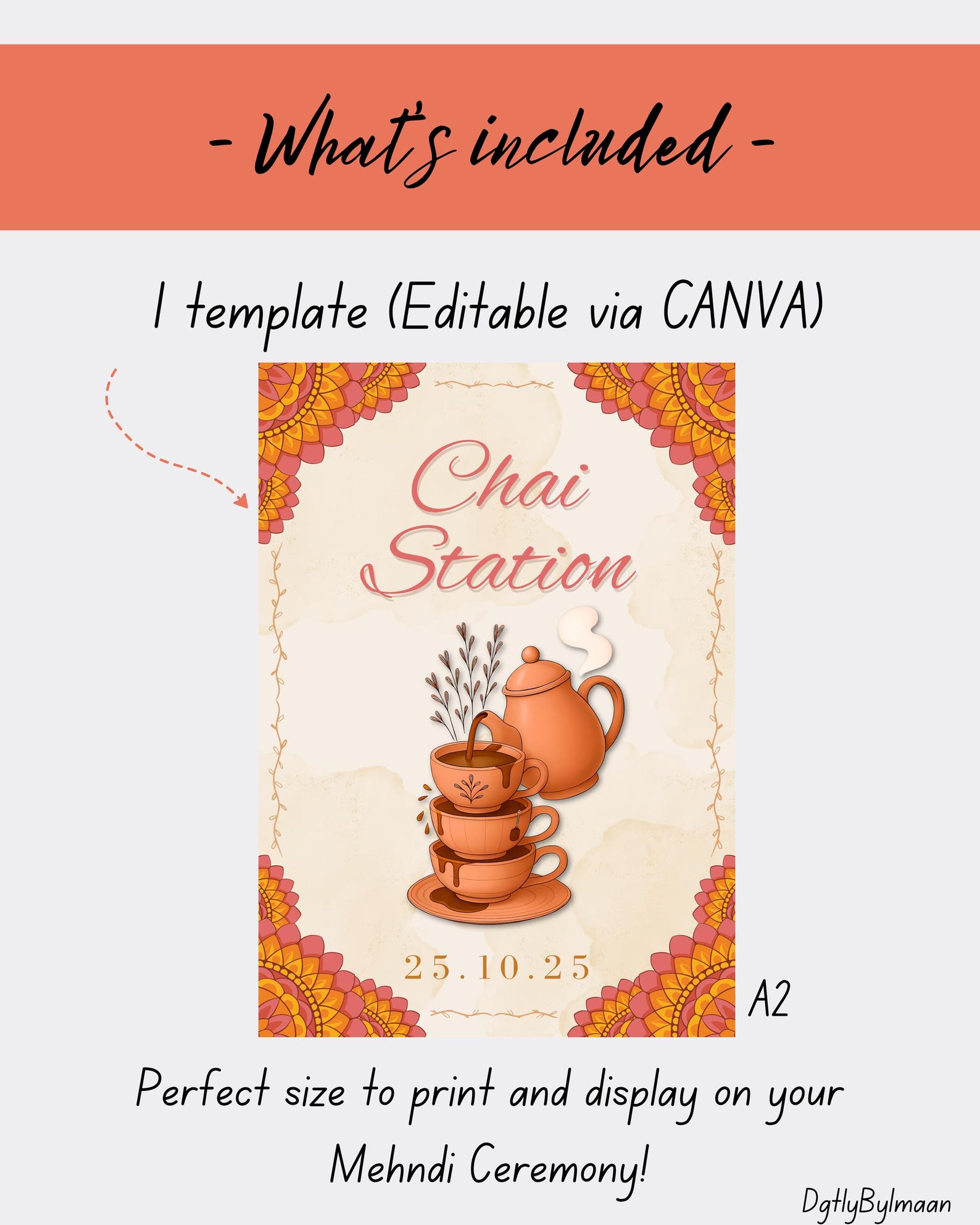 Minimalistic Chai Station Sign Canva Template | Digital Download for ...