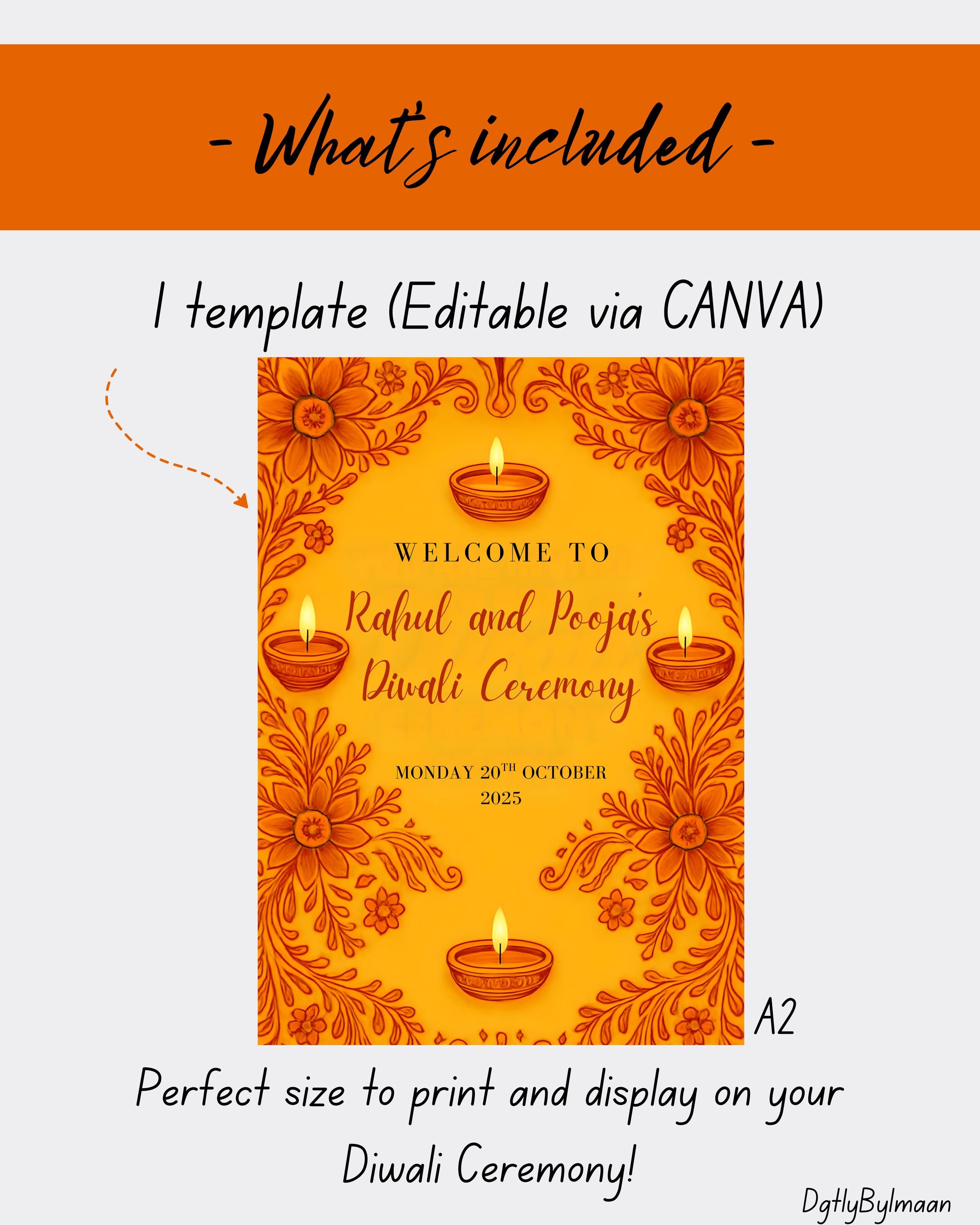 Colorful Diwali Welcome Sign Template| Digital Download Diwali ...