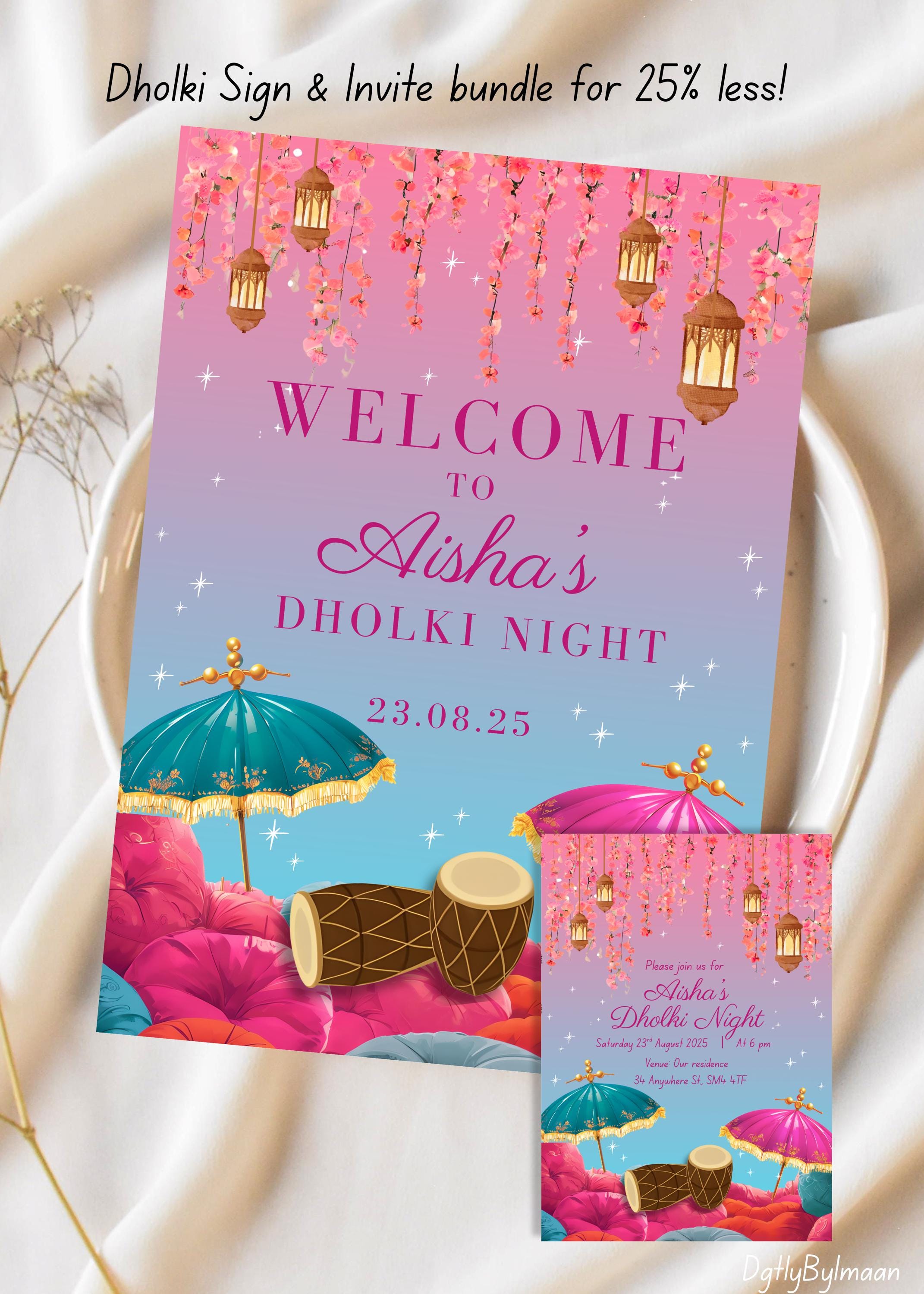 Colourful Dholki Welcome Sign Template,digital Download for Dholki Sign ...