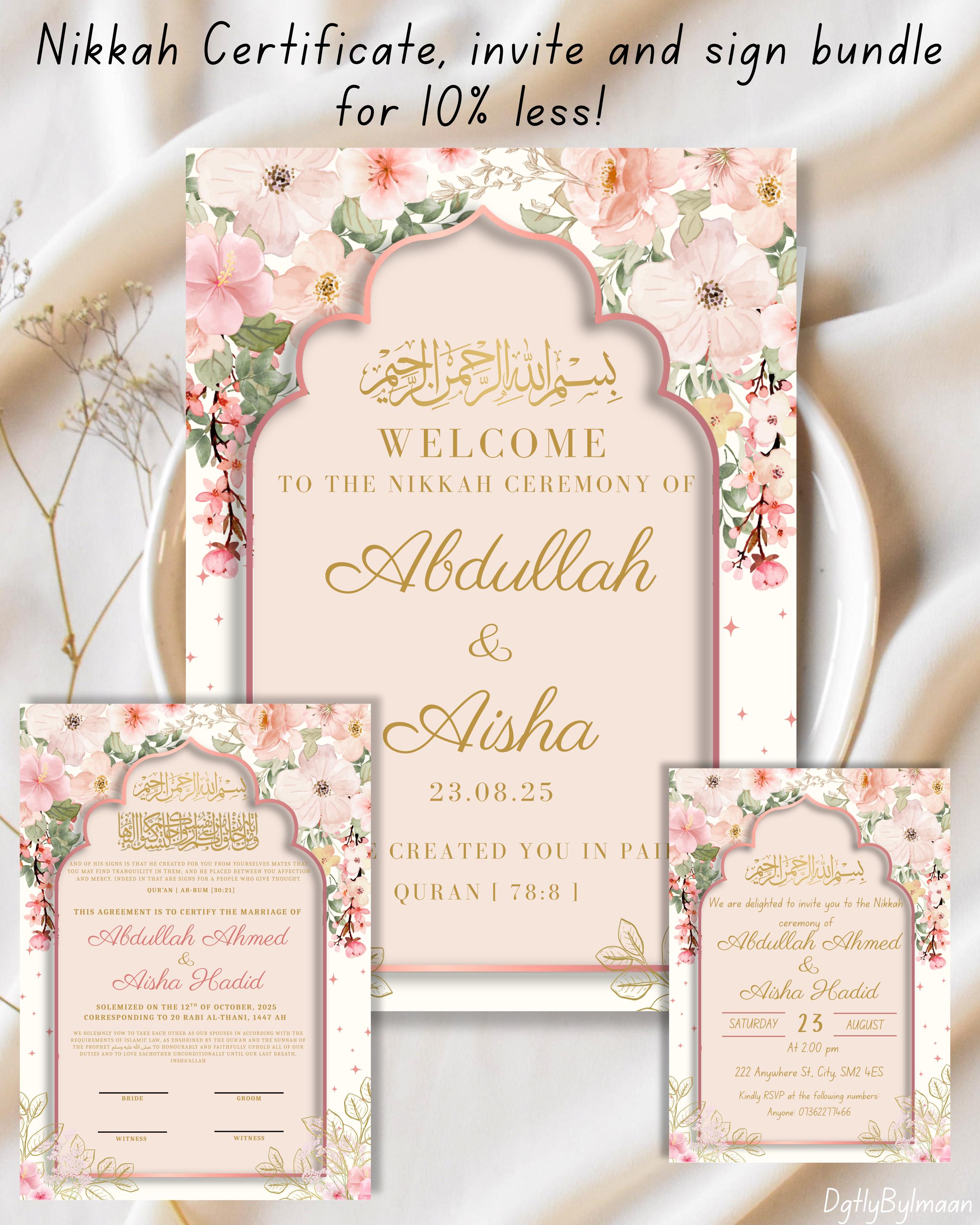 Islamic Nikkah Welcome Sign Template,digital Download Muslim Walima ...