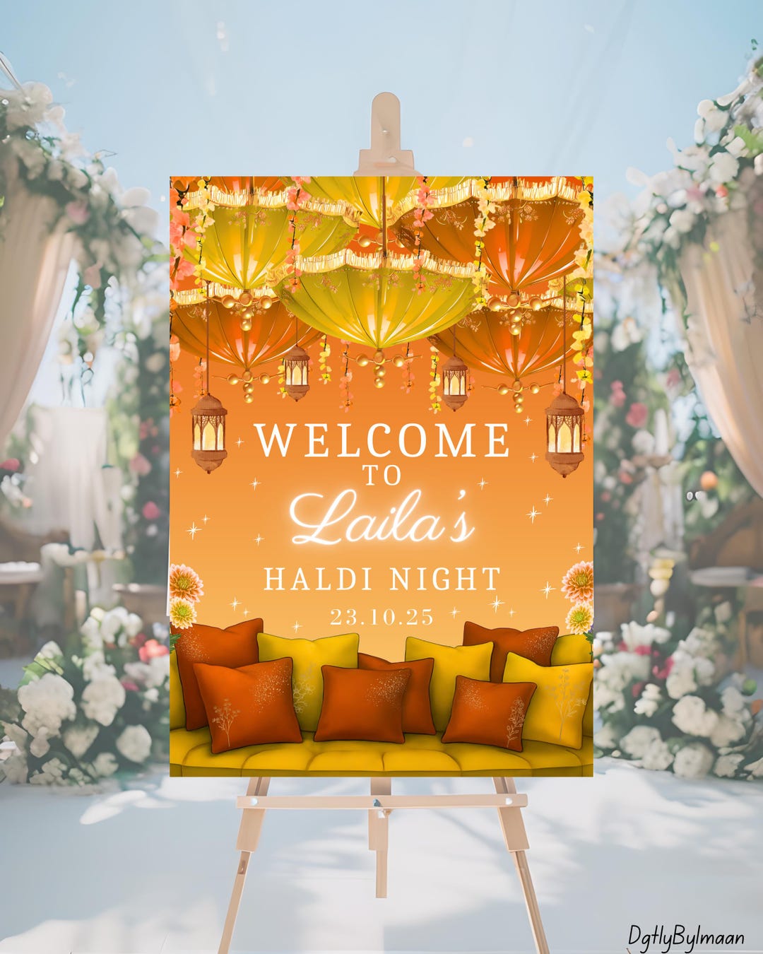 Bright Haldi Welcome Sign Canva Template, Haldi Sign Mehndi Decor ...