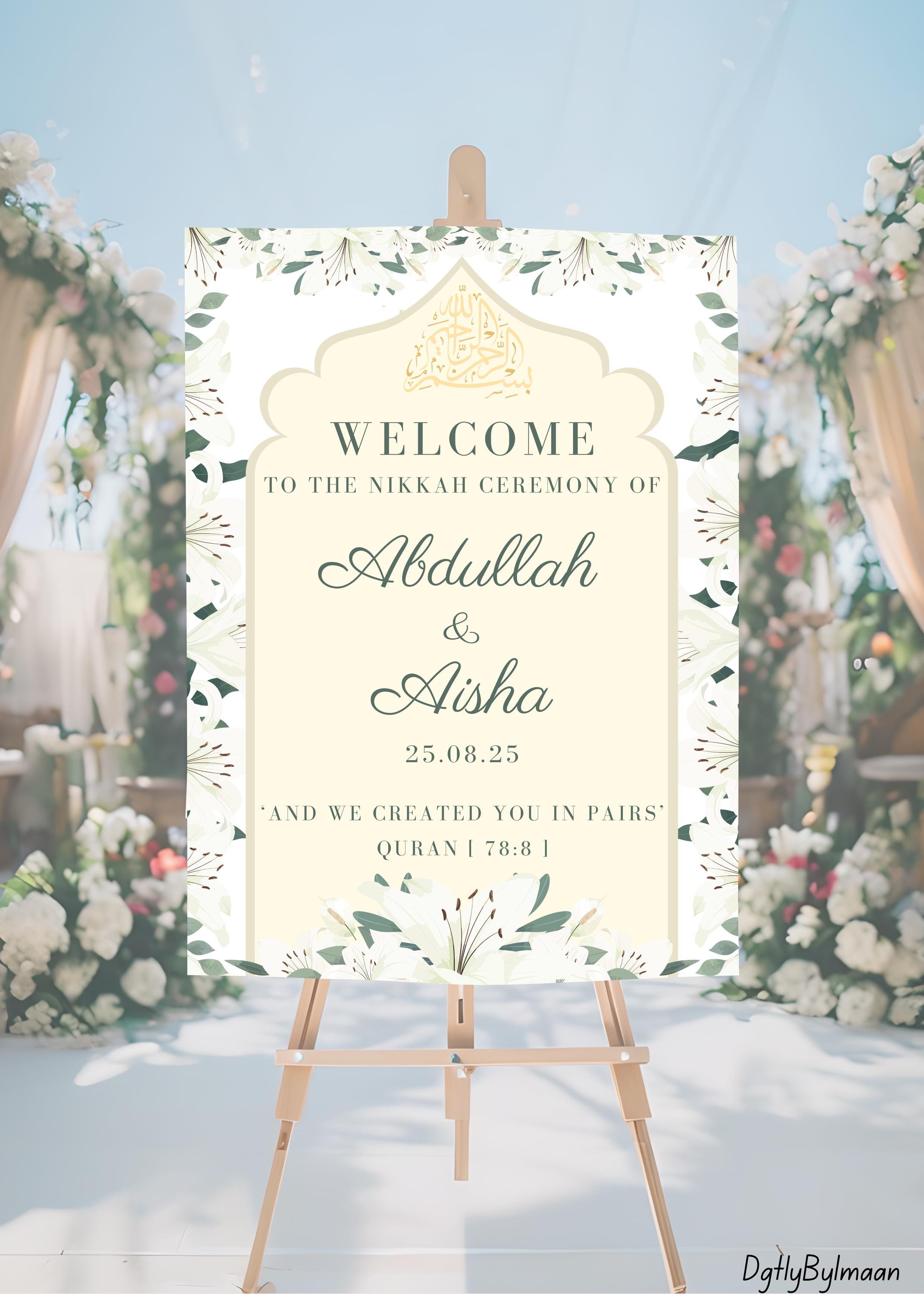Islamic Nikkah Welcome Sign Template,digital Download Muslim Walima ...
