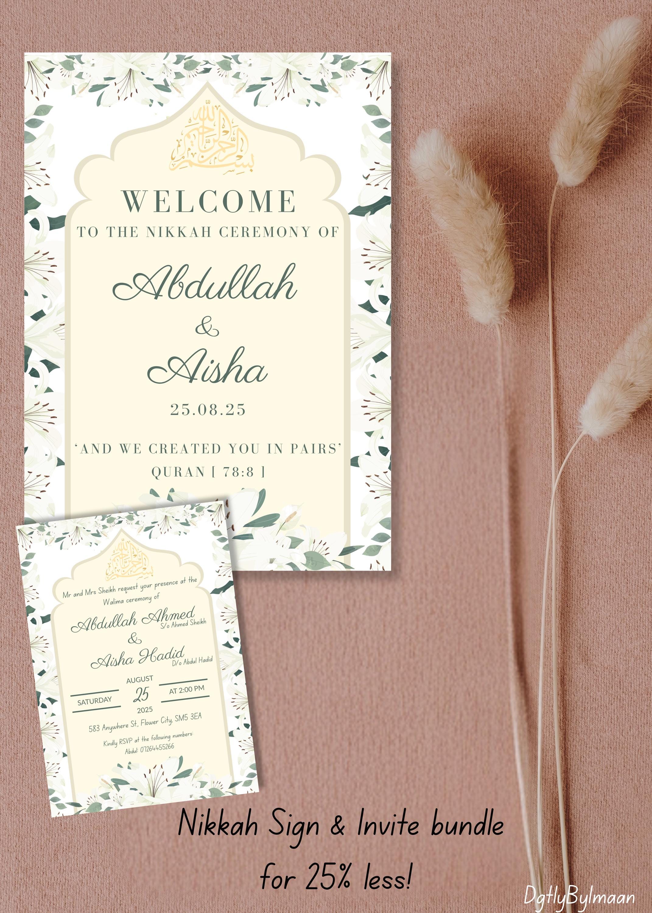 Islamic Nikkah Welcome Sign Template,digital Download Muslim Walima ...