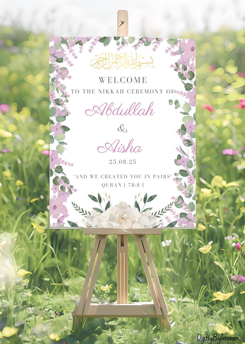 Muslim Nikkah Welcome Sign Template,digital Download Walima Sign,nikkah ...
