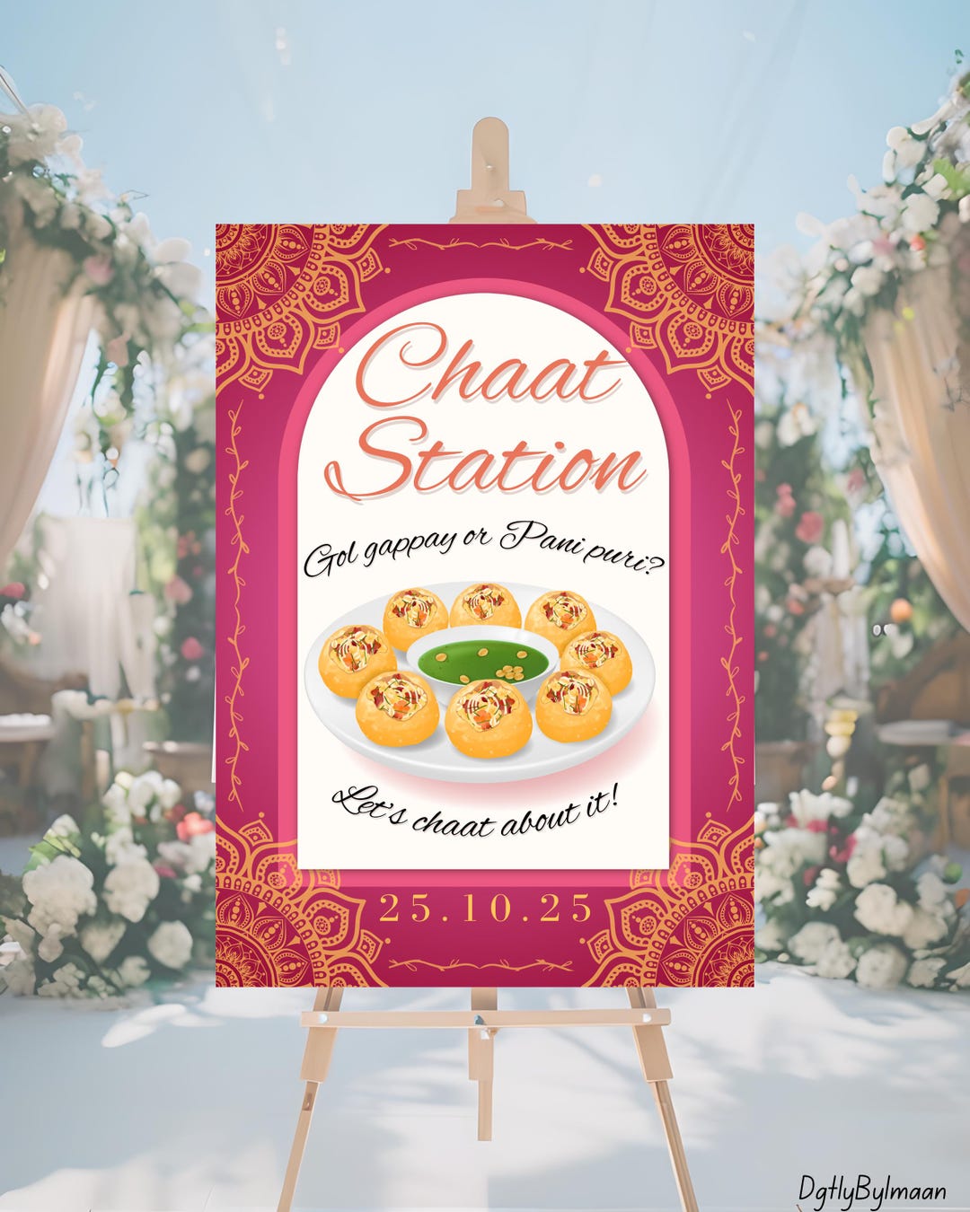 Colourful Chaat Station Sign Canva Template | Mehndi Sign for Mehndi ...