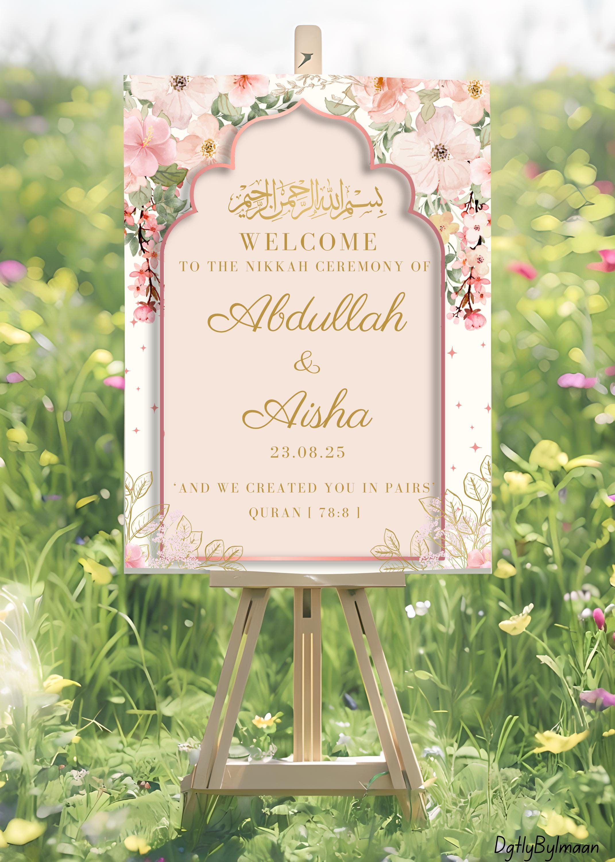 Islamic Nikkah Welcome Sign Template,digital Download Muslim Walima ...