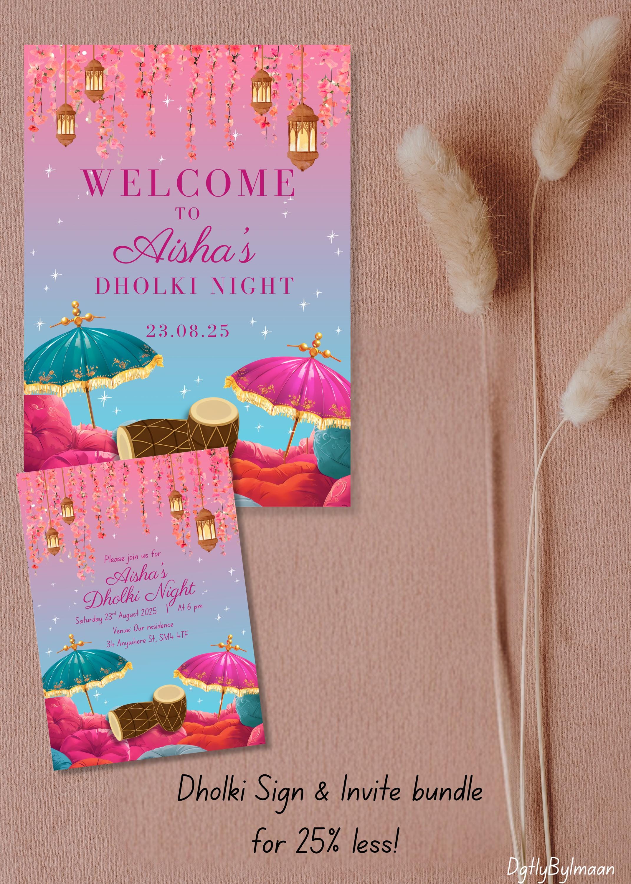 Colourful Dholki Welcome Sign Template,digital Download for Dholki Sign ...