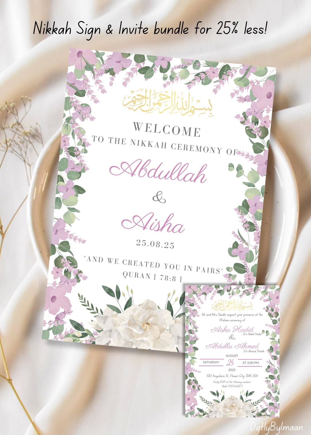 Muslim Nikkah Welcome Sign Template,digital Download Walima Sign,nikkah ...