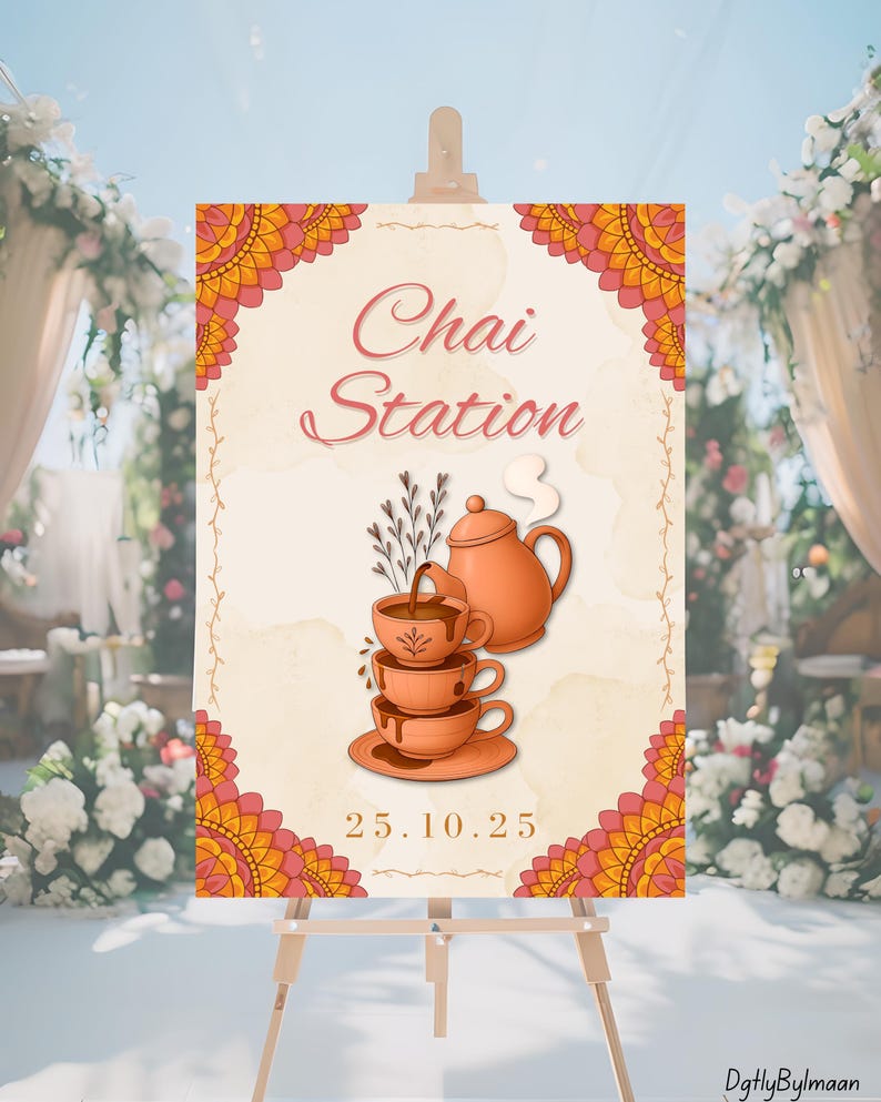 Minimalistic Chai Station Sign Canva Template | Digital Download for ...