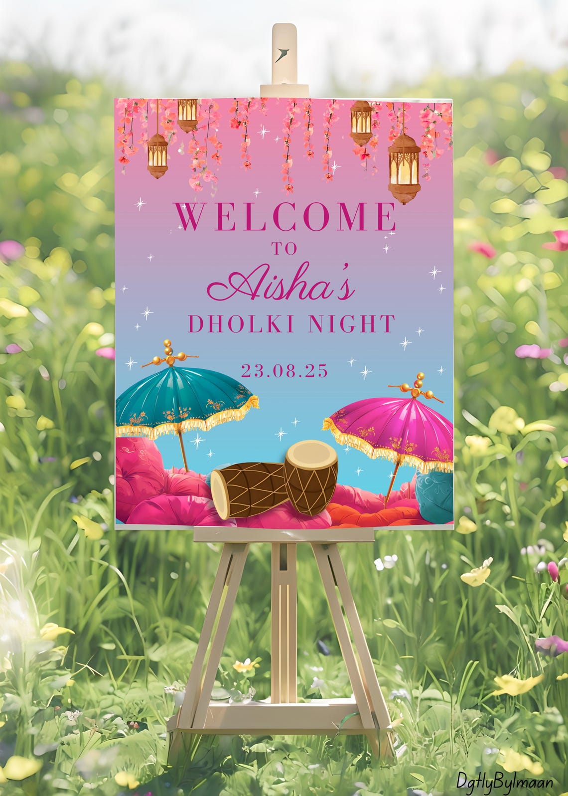 Colourful Dholki Welcome Sign Template,digital Download for Dholki Sign ...