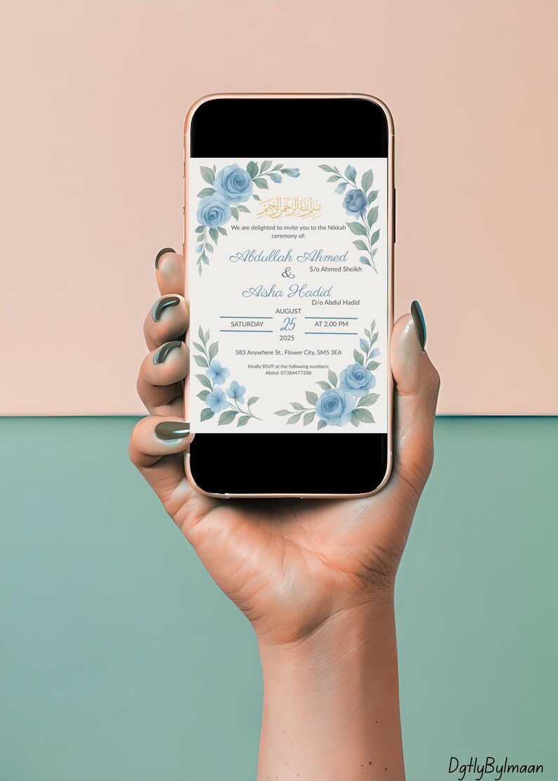 Islamic Nikkah Ceremony Invitation Template, Instant Download for ...