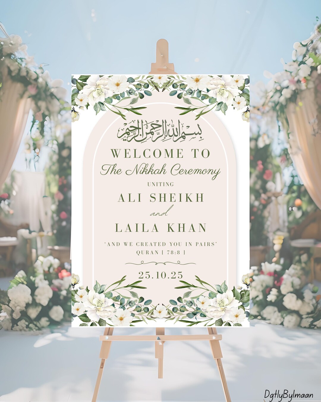 Editable Islamic Nikkah Welcome Sign Canva Template Sage |digital ...