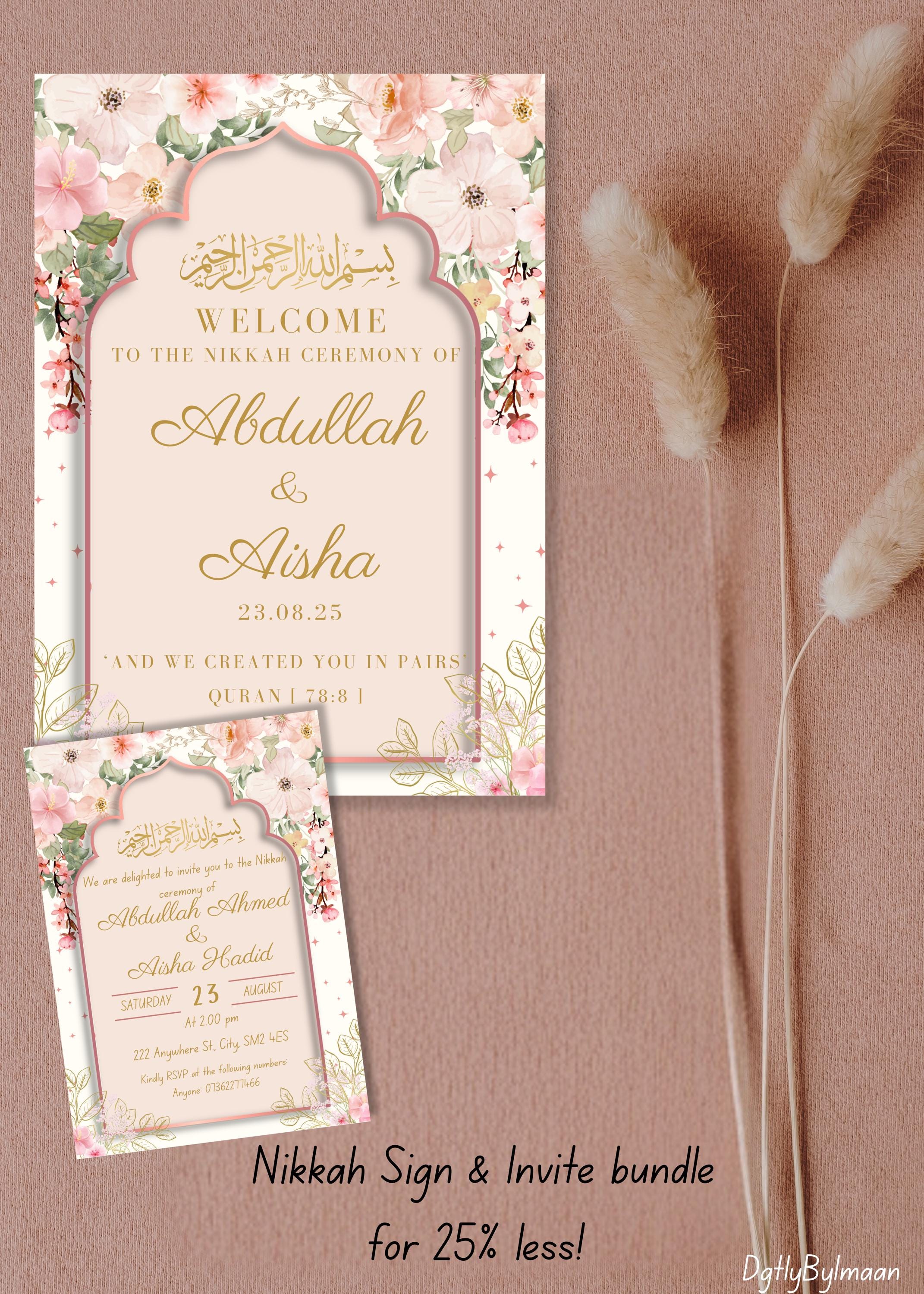 Islamic Nikkah Welcome Sign Template,digital Download Muslim Walima ...