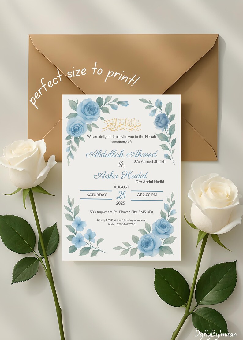 Islamic Nikkah Ceremony Invitation Template, Instant Download for ...