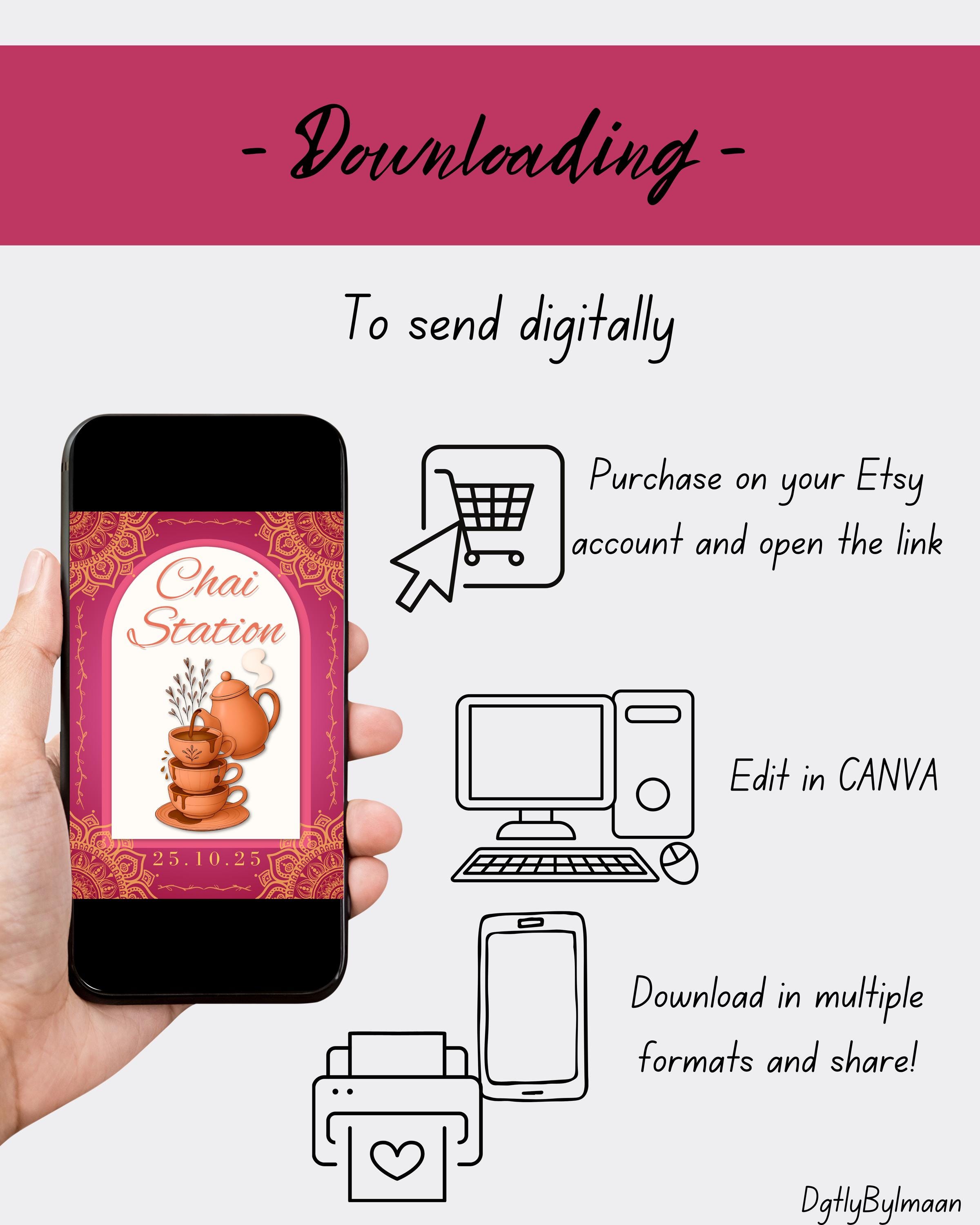 Colourful Chai Station Sign Canva Template | Mehndi Sign for Mehndi ...