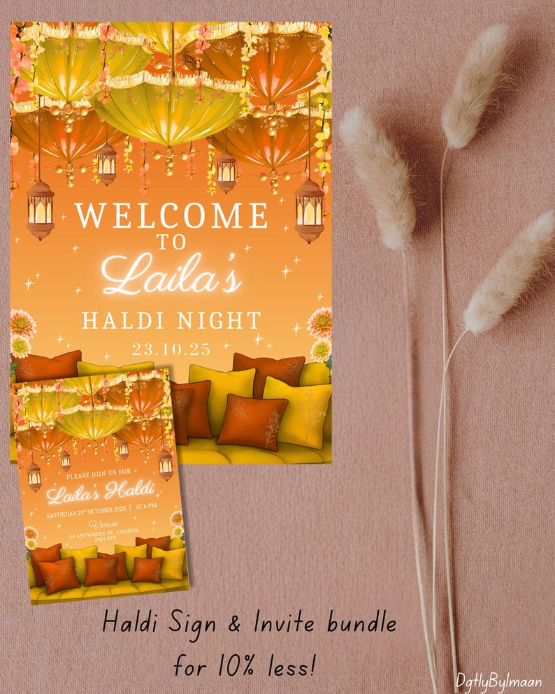 Bright Haldi Welcome Sign Canva Template, Haldi Sign Mehndi Decor ...