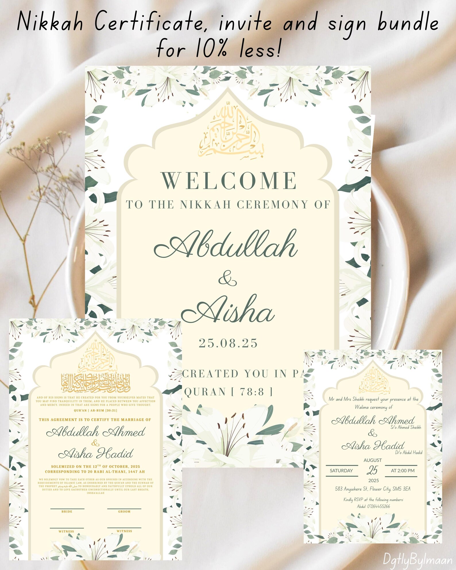 Islamic Nikkah Welcome Sign Template,digital Download Muslim Walima ...