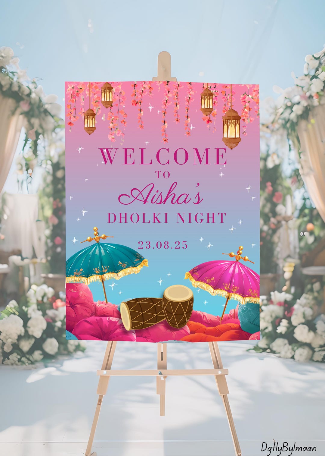 Colourful Dholki Welcome Sign Template,digital Download for Dholki Sign ...