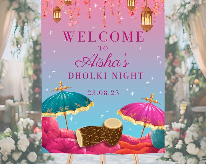 Colourful Dholki Welcome Sign Template,digital Download for Dholki Sign ...
