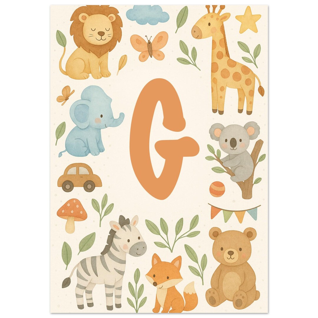 Letter G Jungle ABC Poster | Explorer Theme Wall Art | Kids Nursery ...