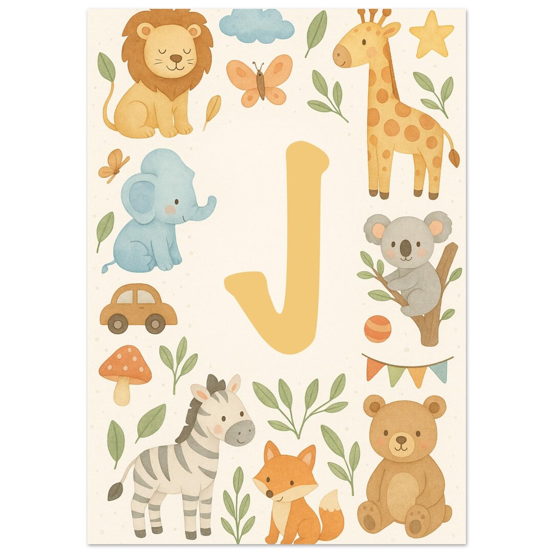 Letter J Jungle ABC Poster | Explorer Theme Wall Art | Kids Nursery ...