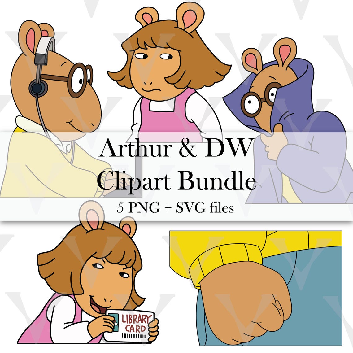 Arthur and DW Clipart Bundle Digital PNG and SVG 90s Cartoon Faces ...