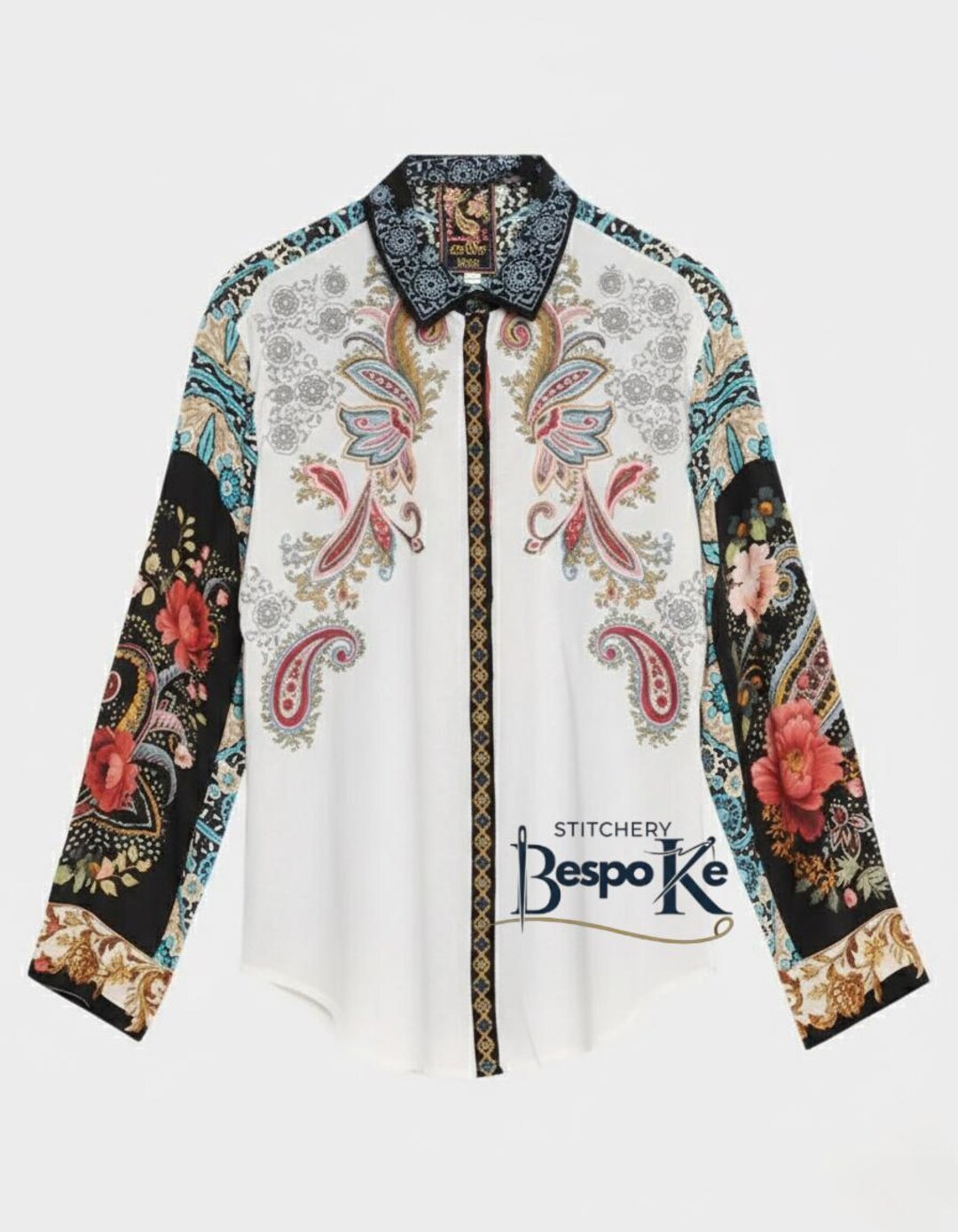 Men’s Mixed Floral Western Shirt | Paisley and Rose Print Cowboy Style ...
