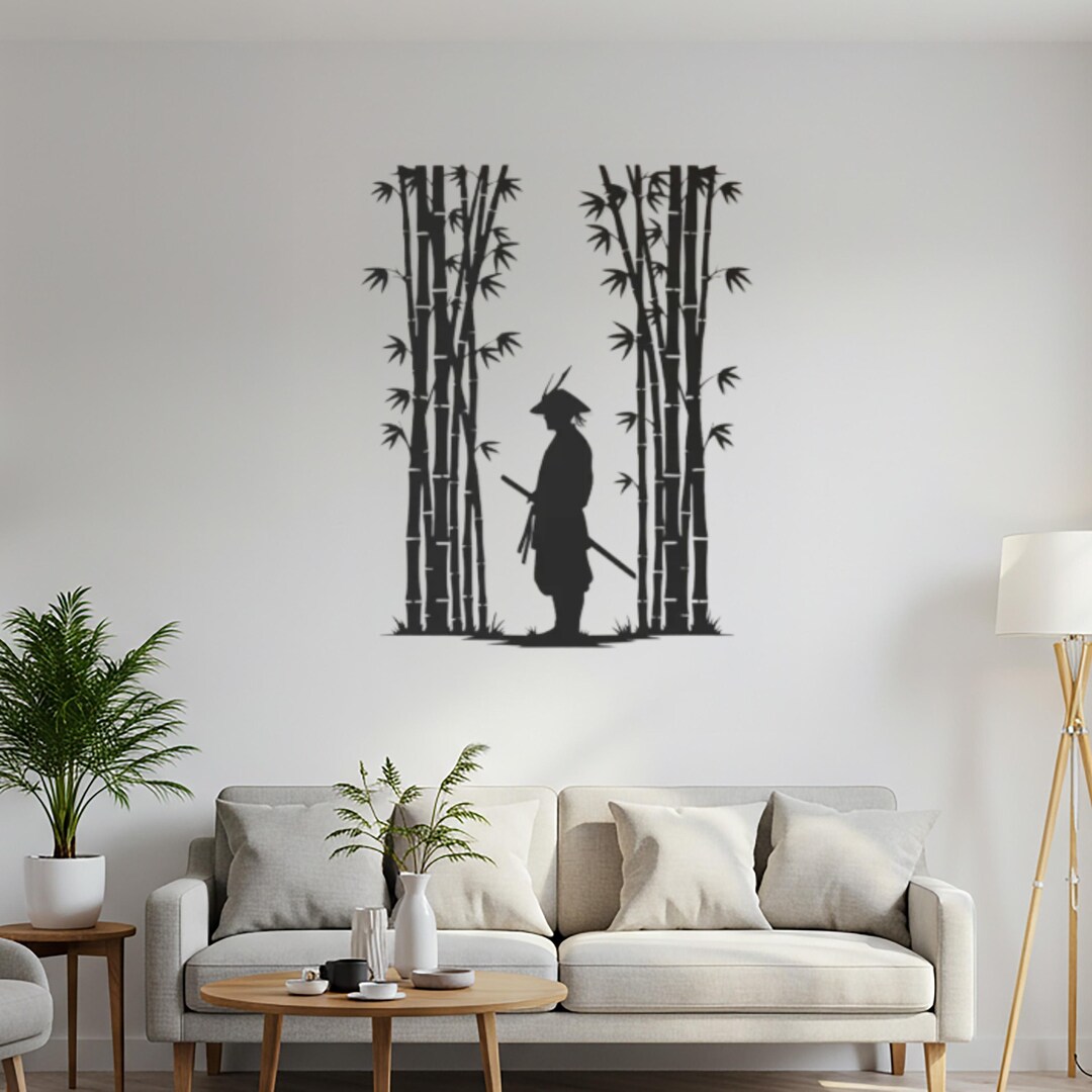 Samurai Metal Wall Art, Japanese Warrior Bamboo Decor, Zen Asian ...