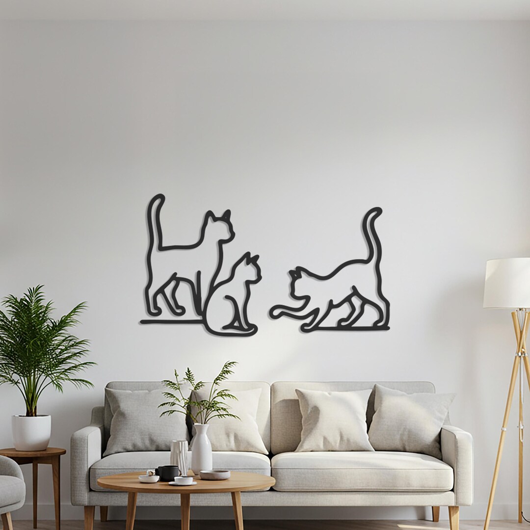 Minimalist Cat Metal Wall Art, Feline Sculpture, Pet Lover Gift - Etsy