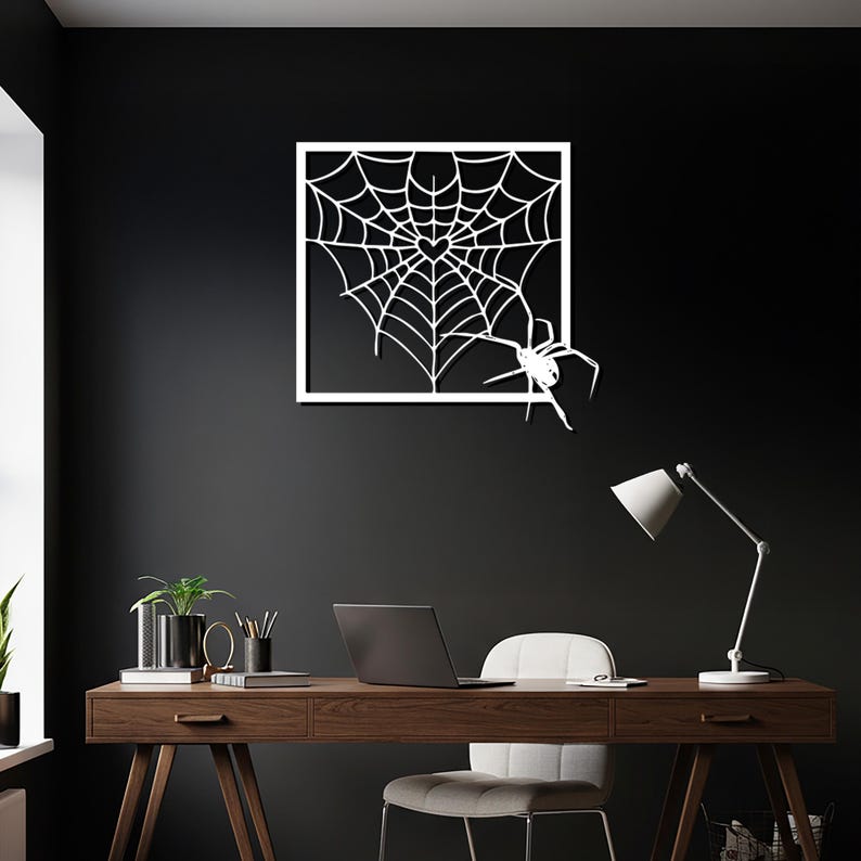 Spider Web Metal Wall Art, Gothic Heart Center, Halloween Decor - Etsy